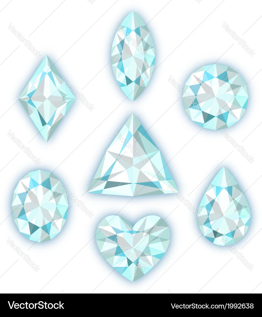 Set of diamonds isolated on white Royalty Free Vector Image