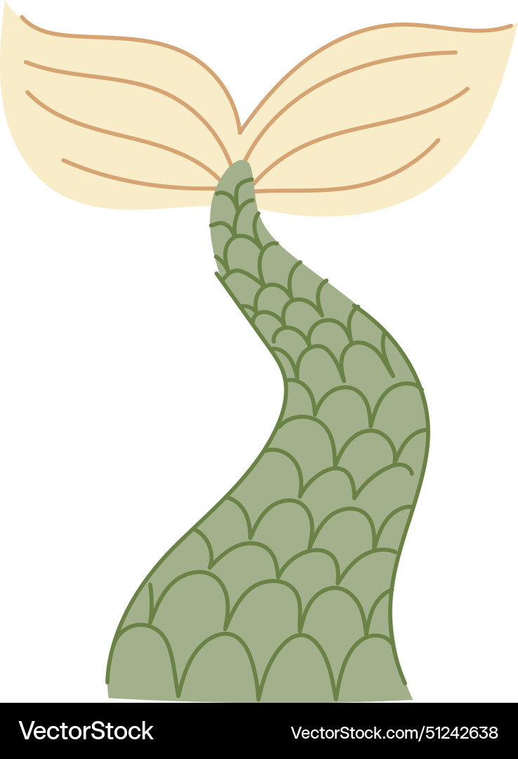 Water mermaid tail cartoon Royalty Free Vector Image