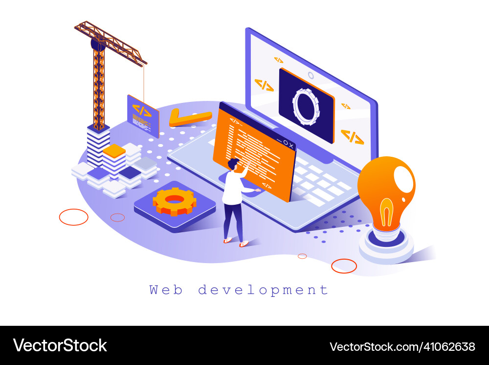 Web development concept in 3d isometric design Vector Image
