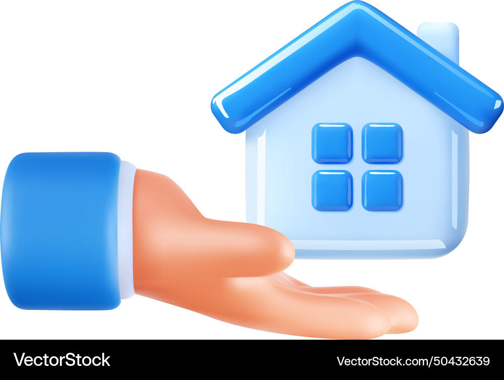 3d home and hand icon Royalty Free Vector Image