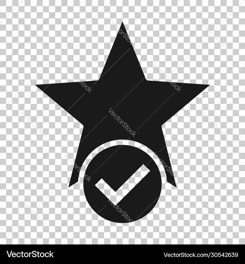 Check mark with star icon in flat style add Vector Image