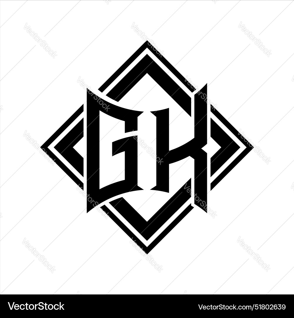 Gk letter logo with abstract shield shape Vector Image