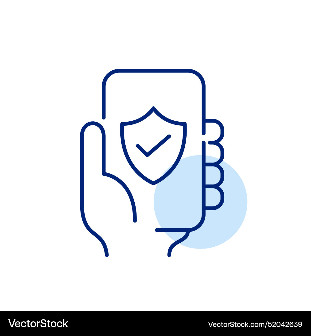 Hand halten Telefonschild und Checkmark Handy Vektorbild