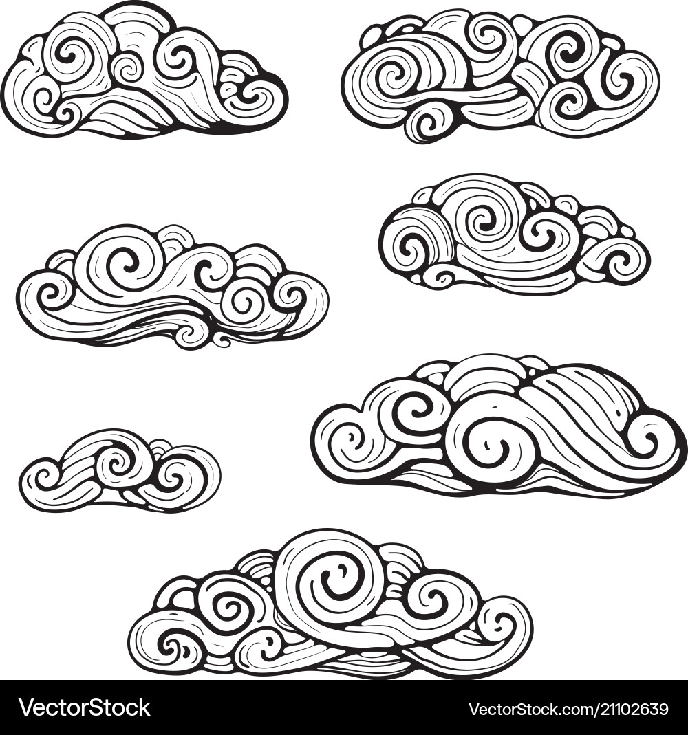 Intricate clouds swirl clip art Royalty Free Vector Image