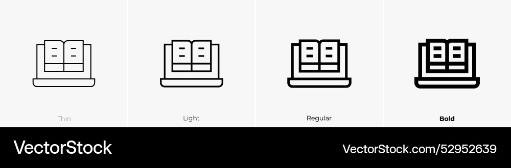 Online book icon thin light regular and bold Vector Image