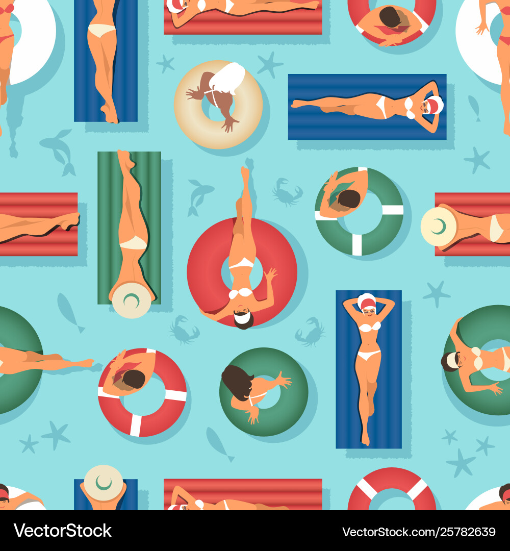 Seamless pattern people on water Royalty Free Vector Image