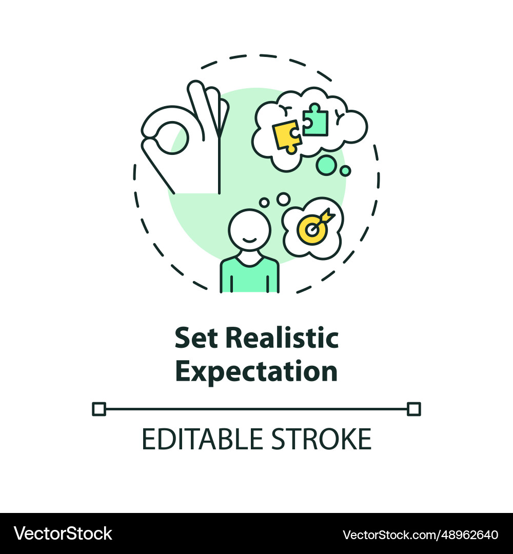 2d thin line icon set realistic expectations Vector Image