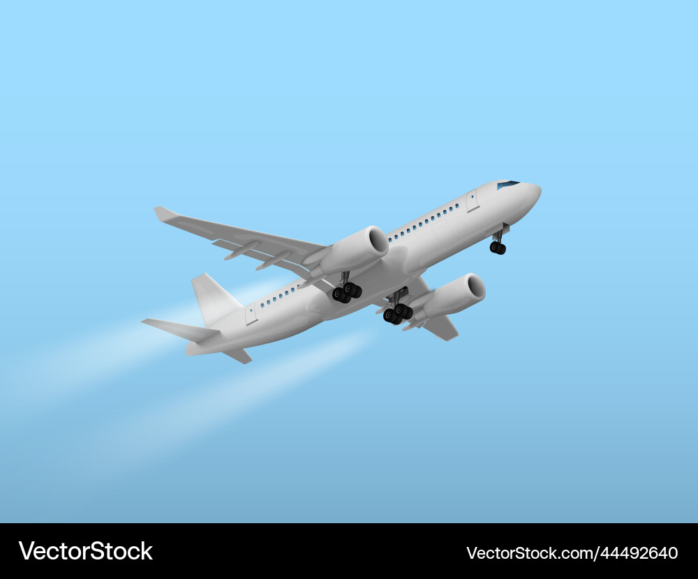 3d white clear airplane isolated for branding Vector Image