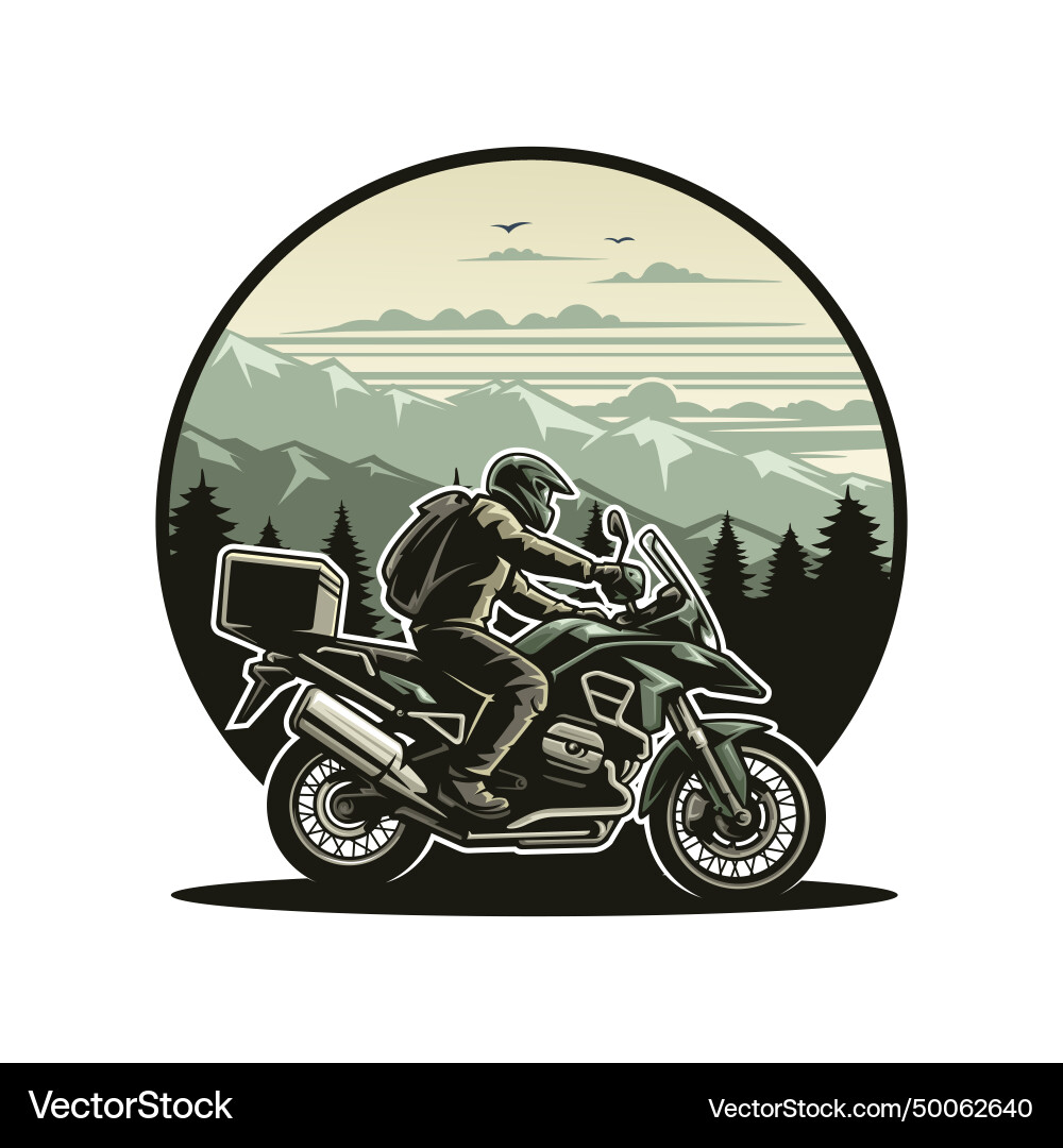 Biker riding adventure motorcycle Royalty Free Vector Image