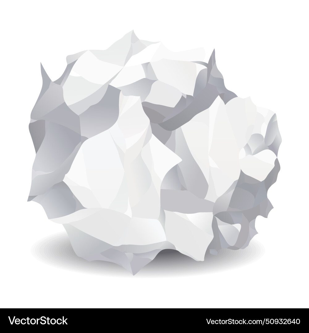 Crumpled paper ball icon realistic garbage bad Vector Image