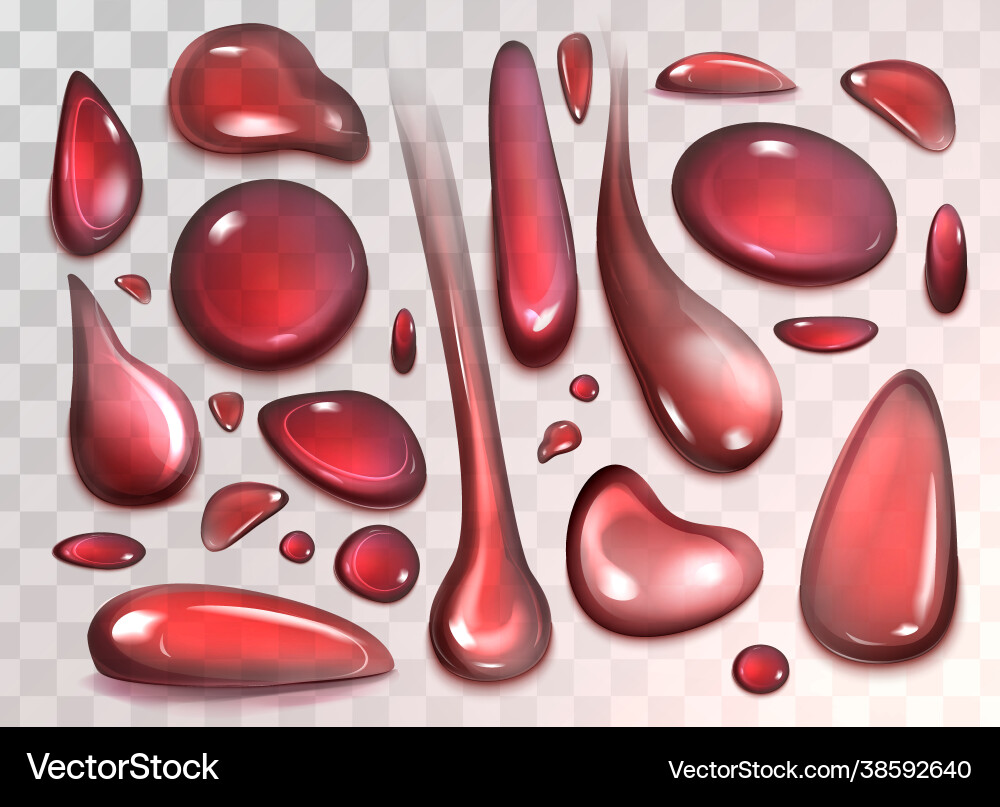 Different shaped red drops wine water juice Vector Image
