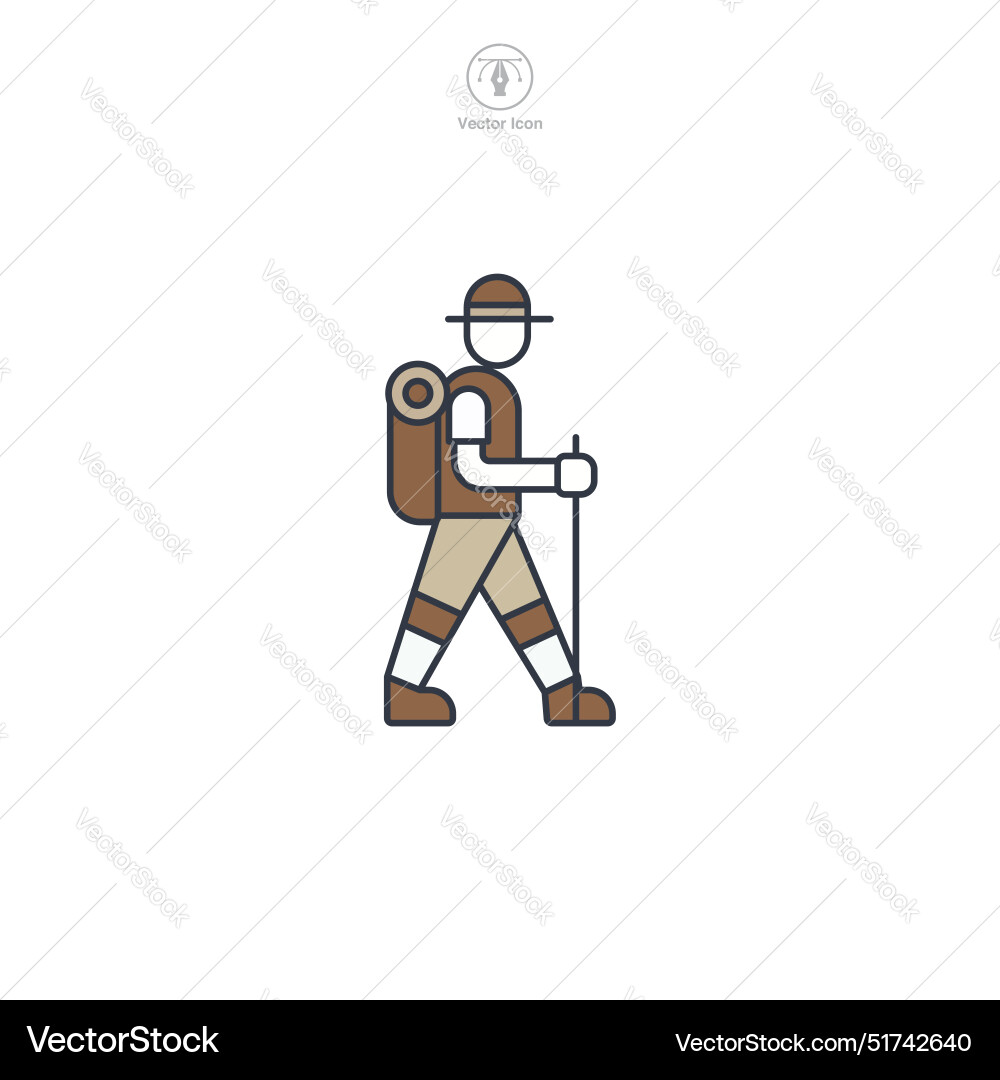 Hiker icon symbol isolated on white background Vector Image