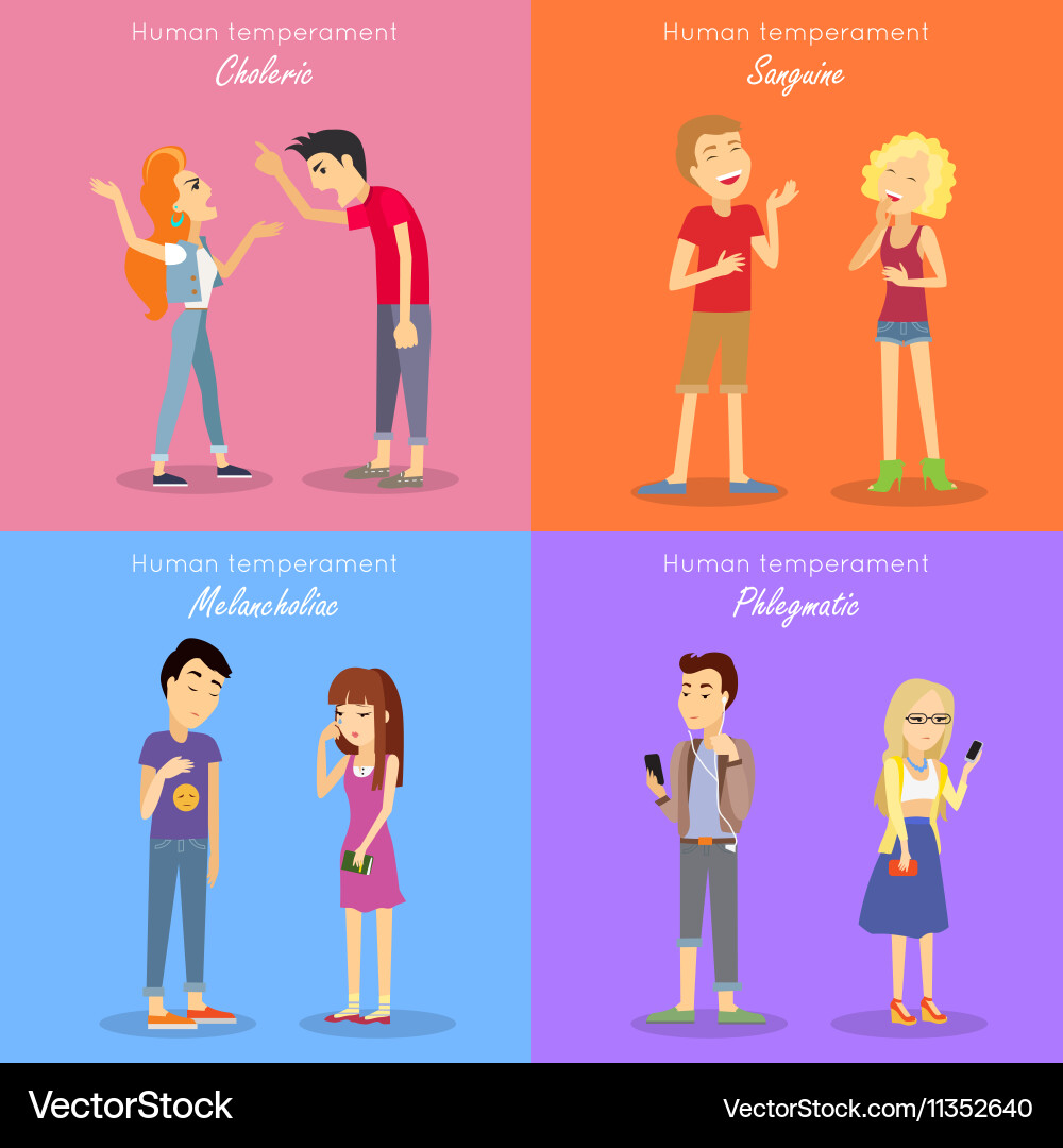 Human temperament fundamental personality types Vector Image