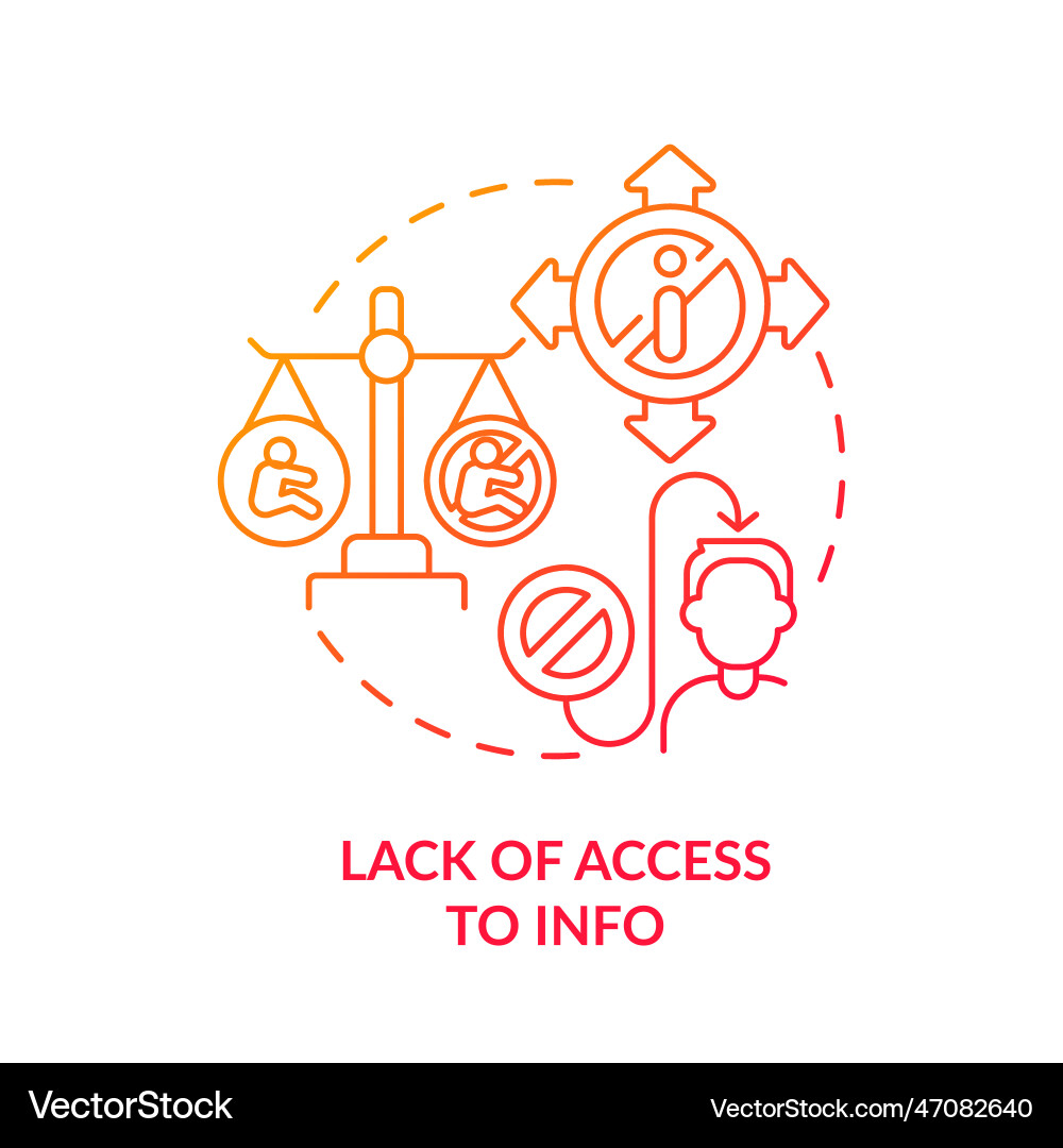Lack of access to info red gradient concept icon Vector Image