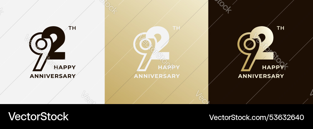 Logo 92th 92 years happy anniversary creative Vector Image