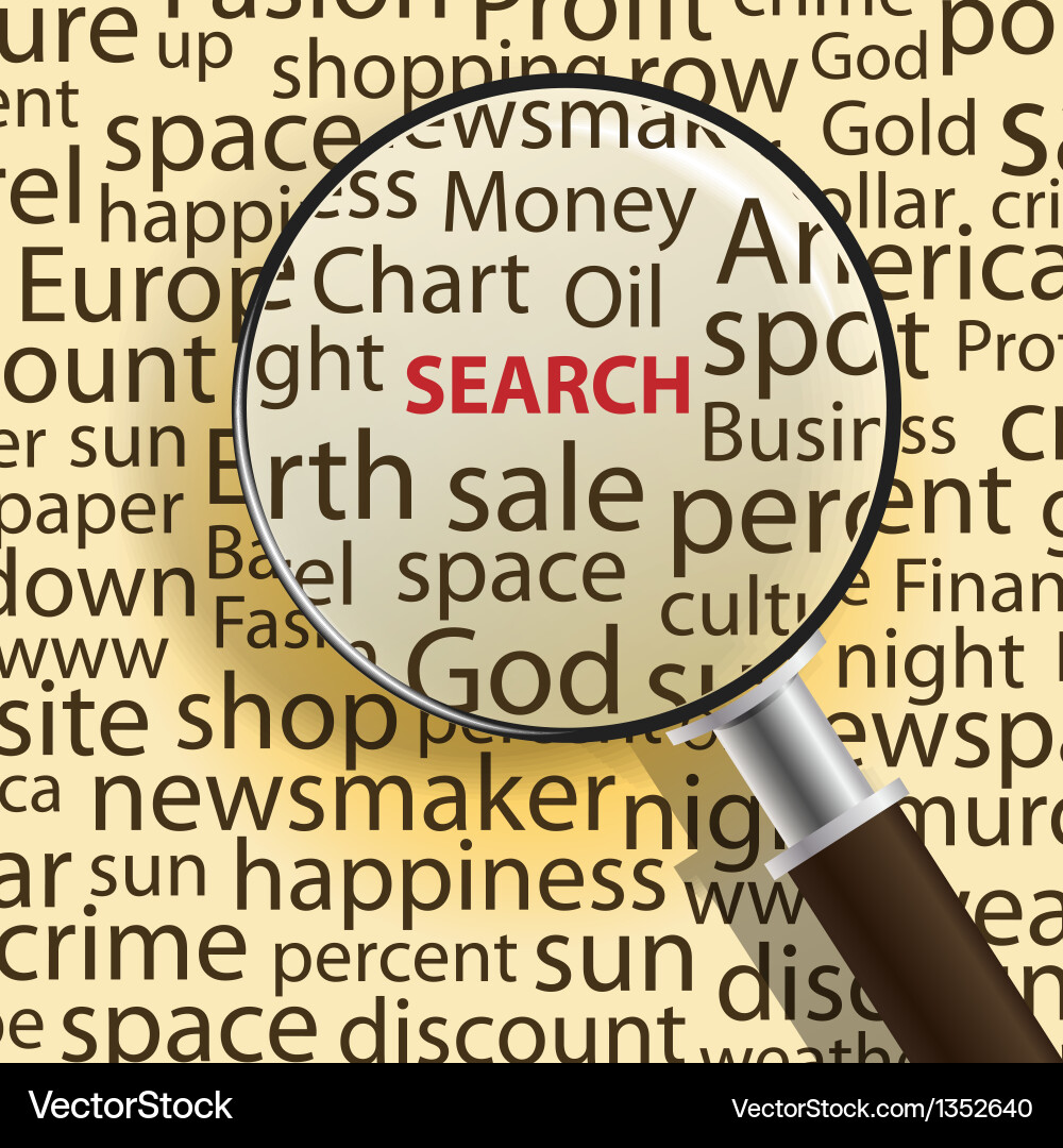 Magnifier seaching the text Royalty Free Vector Image