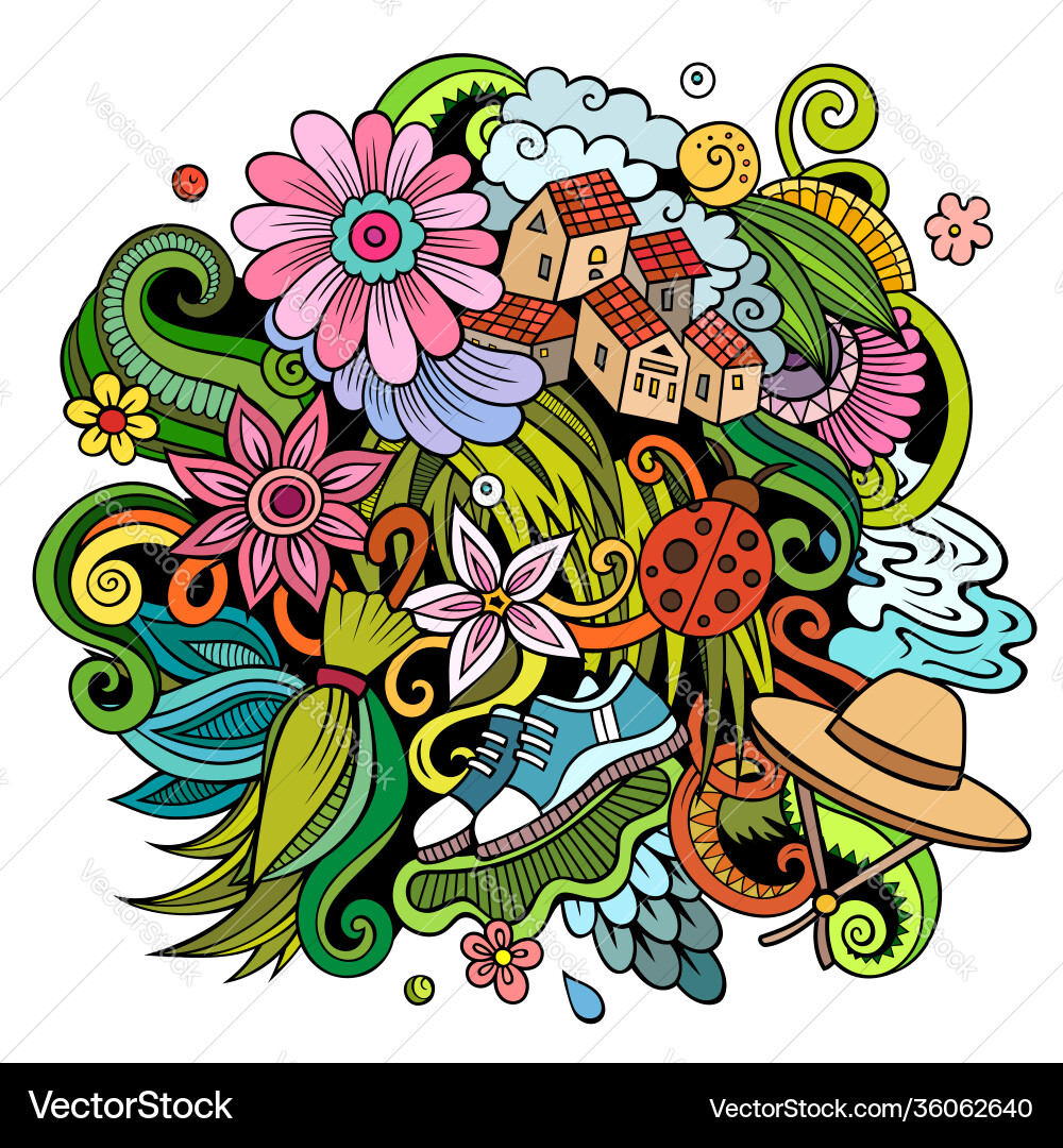 Spring hand drawn cartoon doodle Royalty Free Vector Image