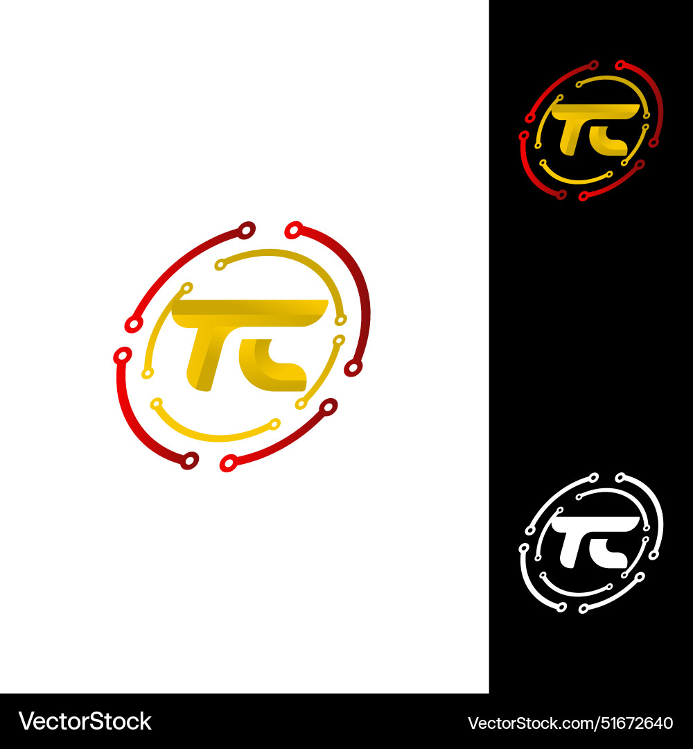 Tc letter logo t and c design monogram Royalty Free Vector