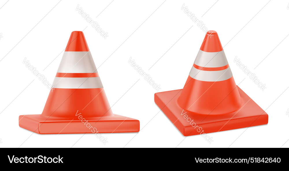 Traffic cone mockups set Royalty Free Vector Image