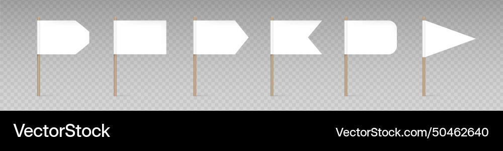 White flags set flag template with stick isolated Vector Image