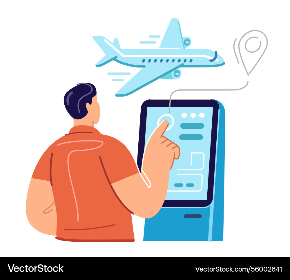 Buying airline tickets using terminal travel Vector Image