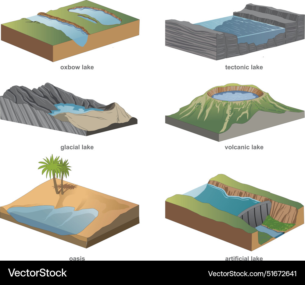 Classification of lakes diagram Royalty Free Vector Image