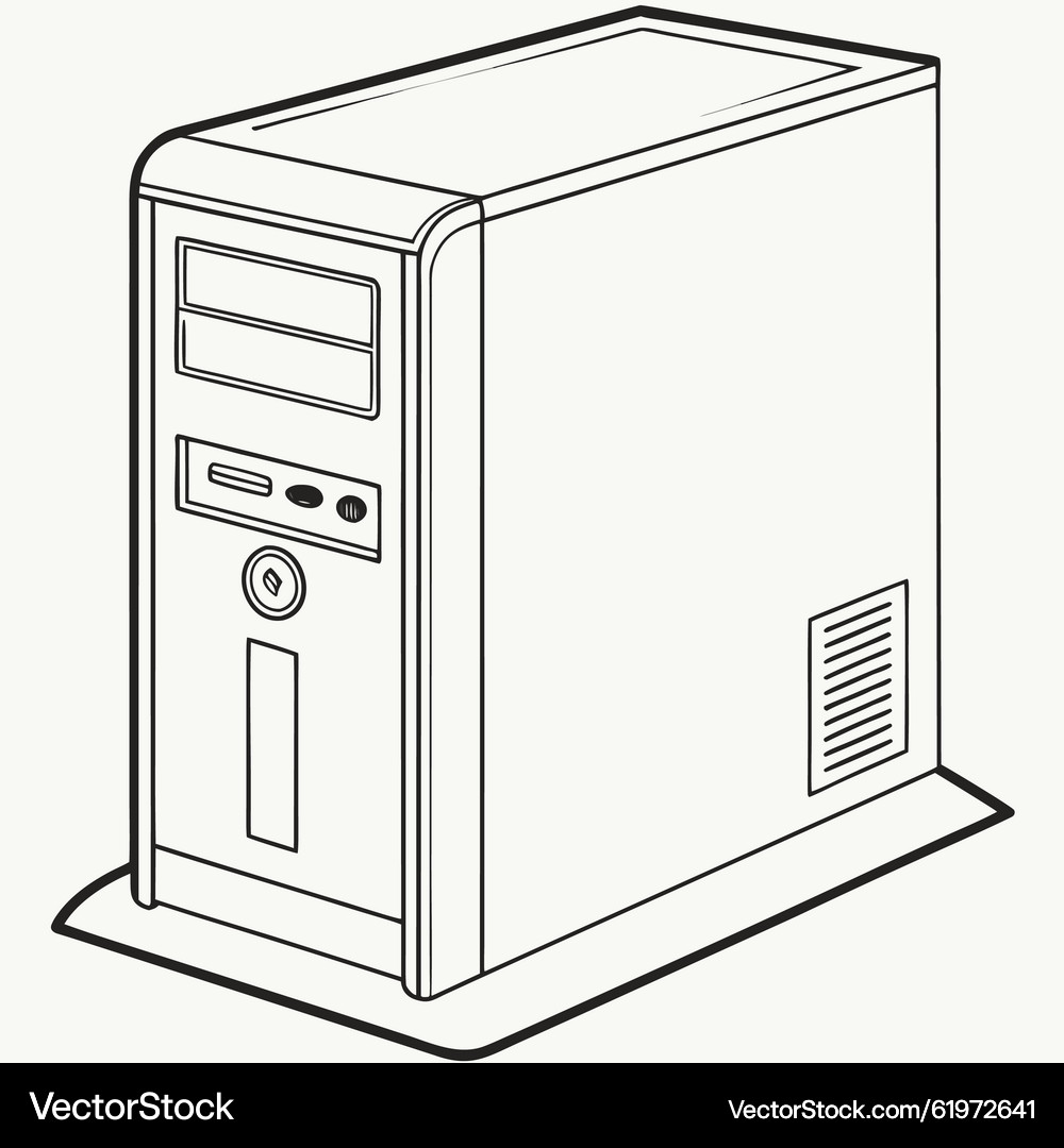 Desktop cpu tower simple rectangle outline graphic – Royalty-Free ...
