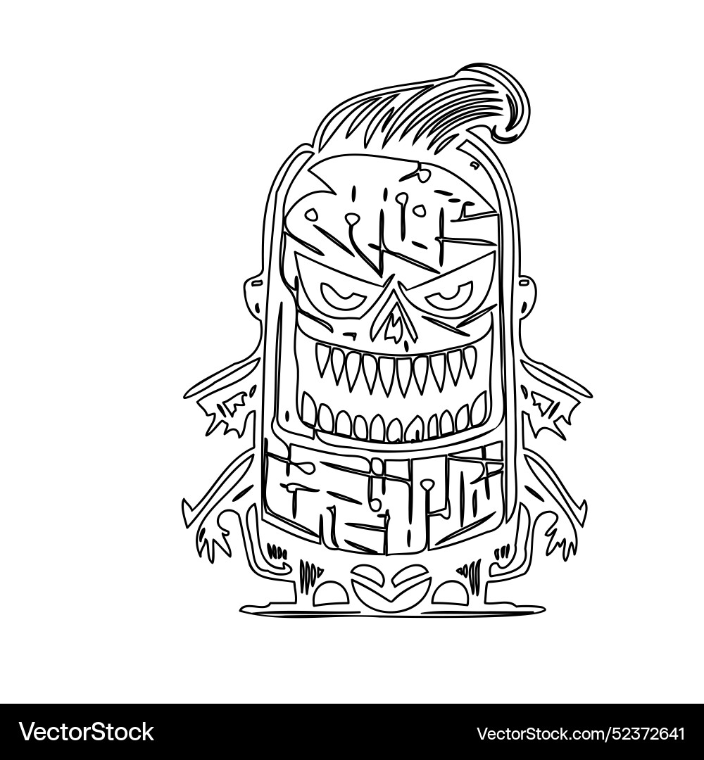 Frankensteins monster outline sketch Royalty Free Vector