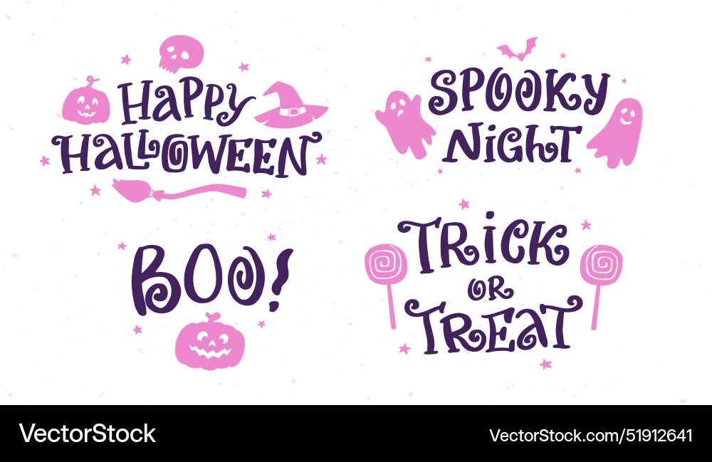 Halloween lettering quotes set Royalty Free Vector Image