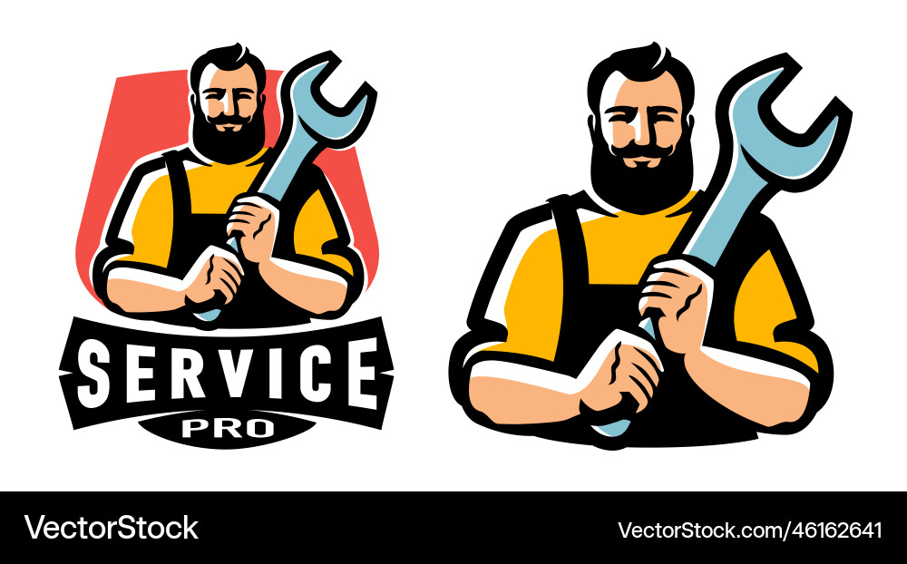 Mechanic with Wrench Royalty Free Vector Image