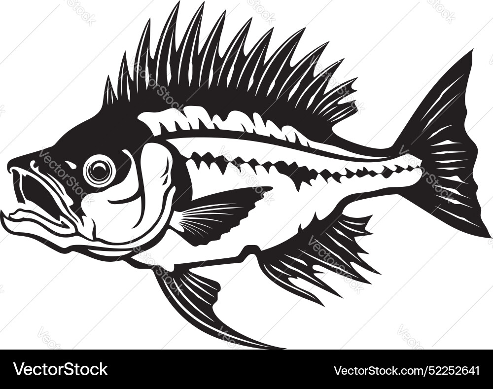 Menacing marrow mark black icon for predator fish Vector Image