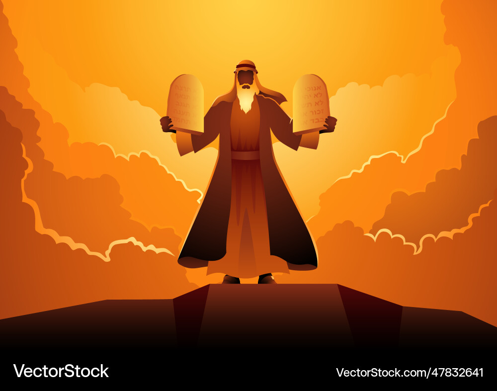Moses Receiving the Ten Commandments Royalty Free Vector