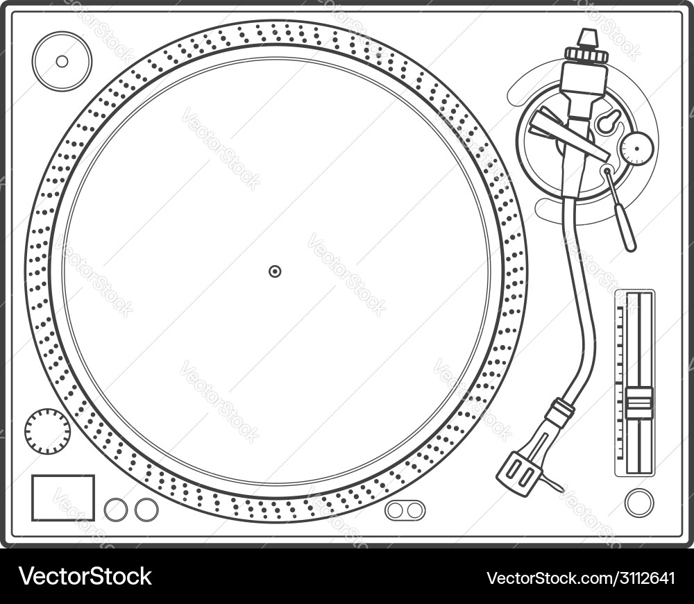 Outline vinyl turntable Royalty Free Vector Image