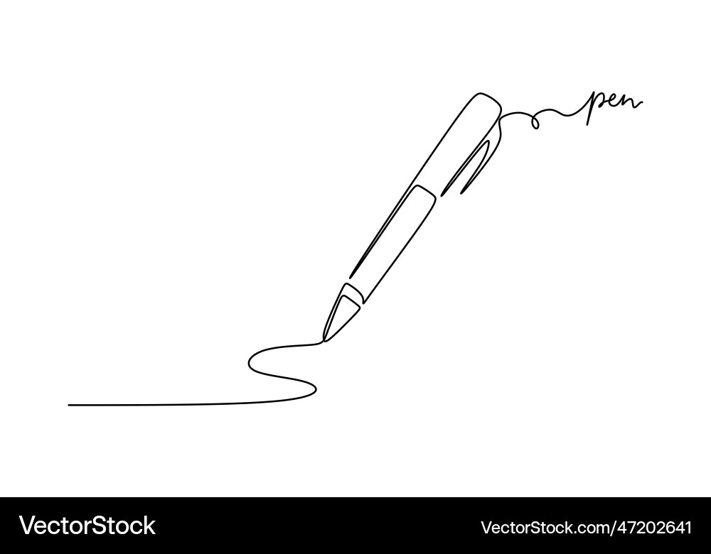 Pen - school education object one line drawing Vector Image