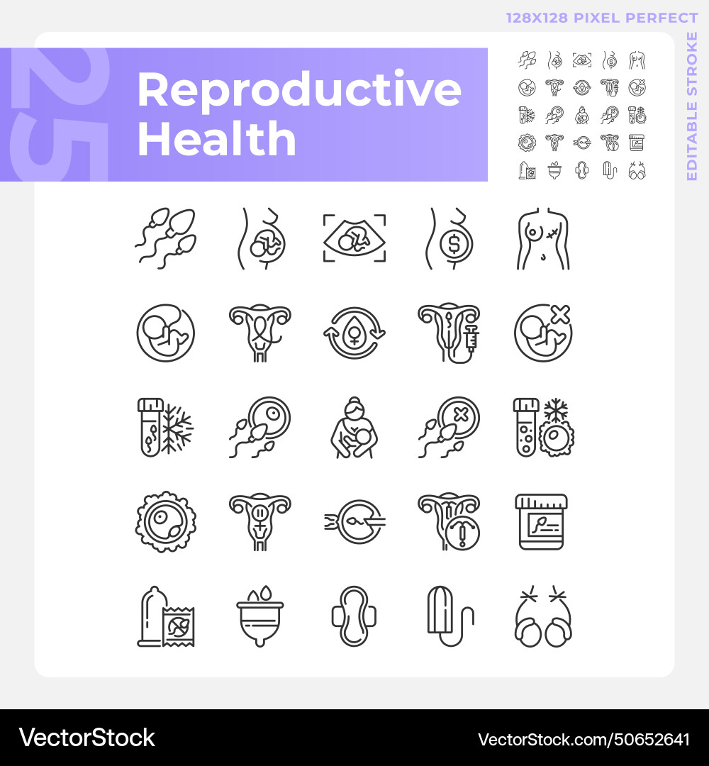 Reproductive health linear icons set Royalty Free Vector