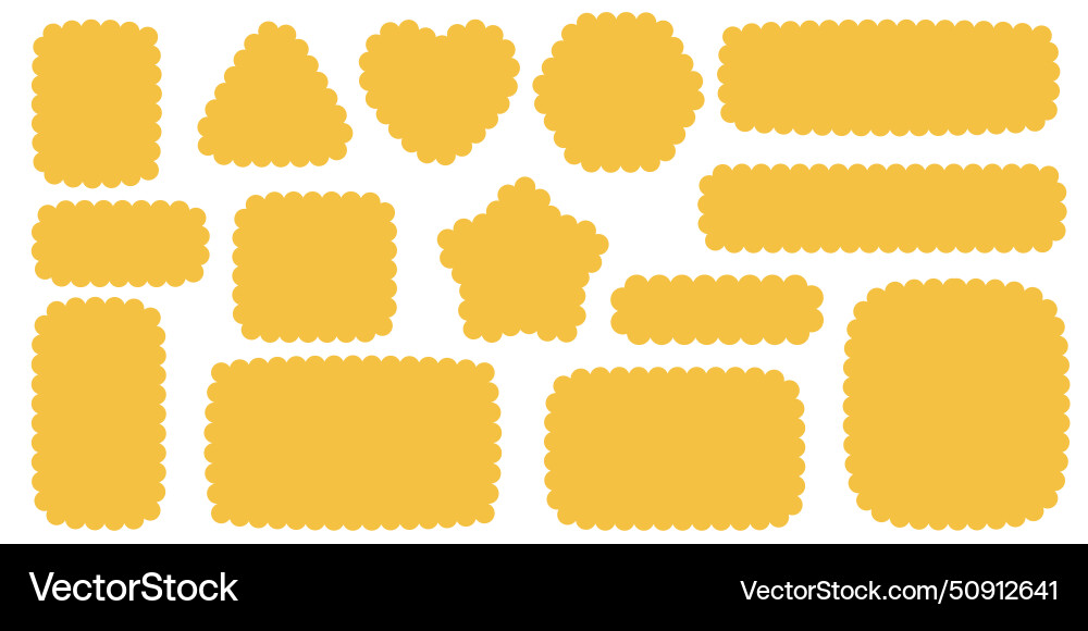 Scallop edge border and frame square circle and Vector Image