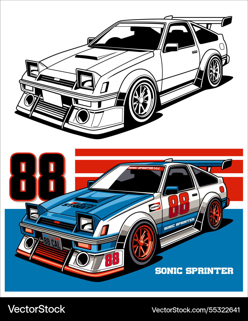 Sonic sprinter racing car design Royalty Free Vector Image