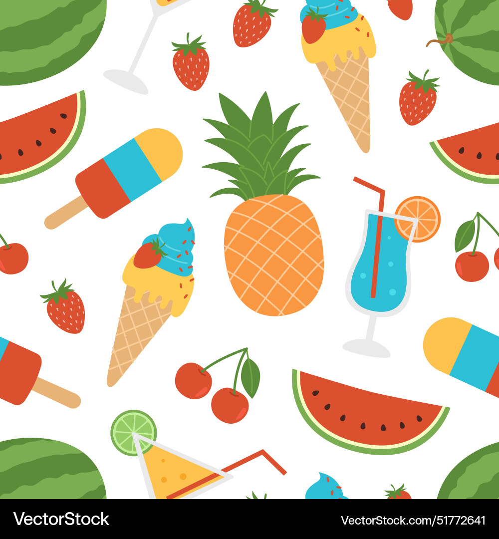 Summer fresh food seamless pattern Royalty Free Vector Image