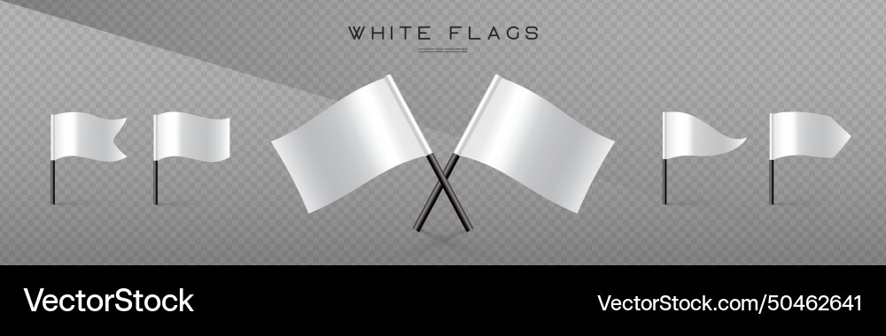 White flag set map marks for gps point racing Vector Image
