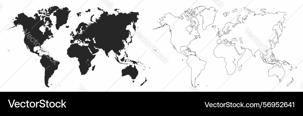 World Map Outline Royalty Free Vector Image - VectorStock
