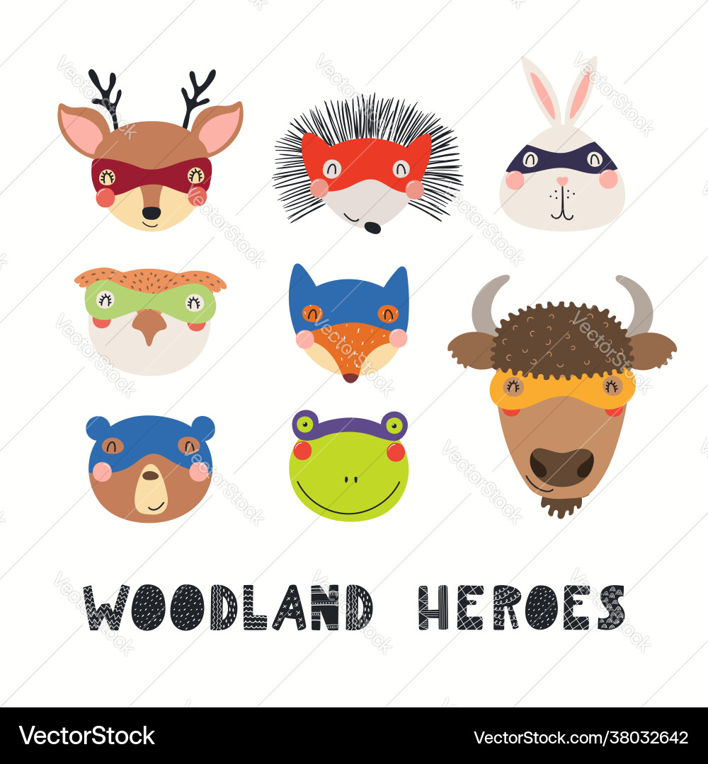 Adorable Woodland Animal Masks Royalty Free Vector Image