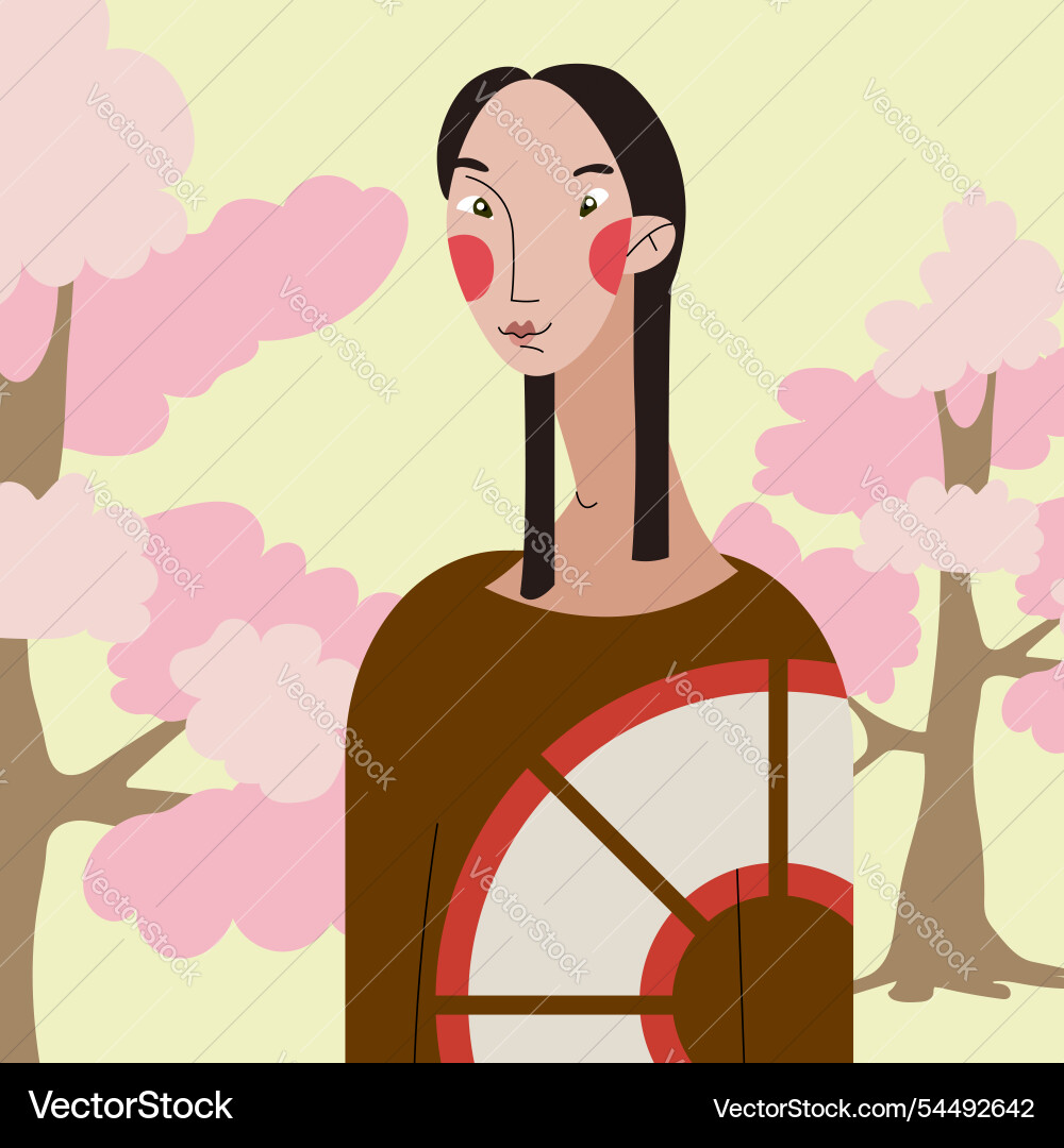 Japanese person portrait Royalty Free Vector Image