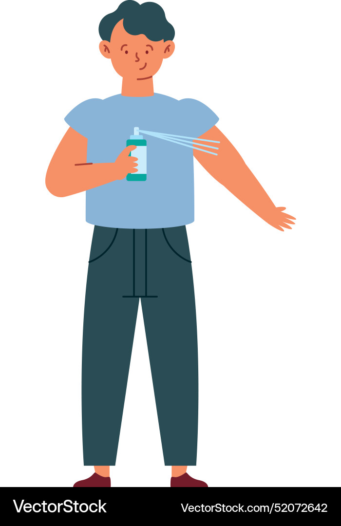 Man spraying insect repellent on his hand Vector Image