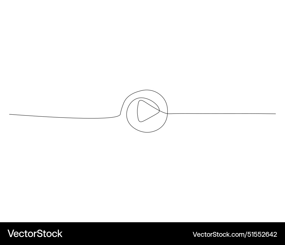 One continuous line drawing of play button icon Vector Image