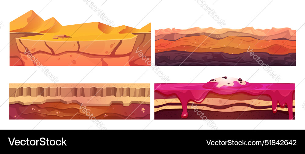 Subterranean layered ground section Royalty Free Vector