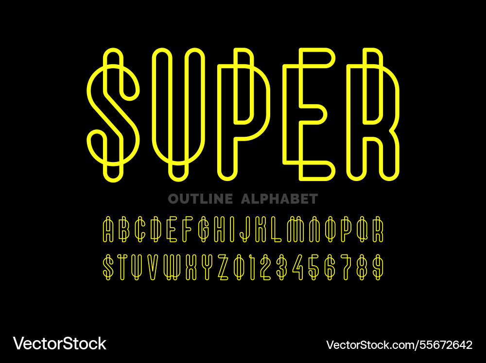 Super modern outline font design alphabet Vector Image