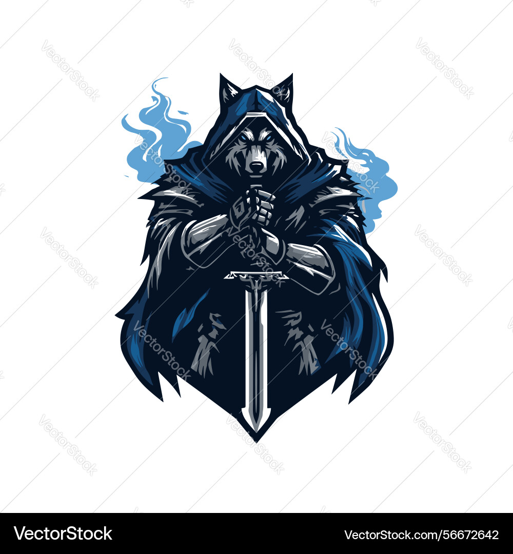 Wolf design esports logo Royalty Free Vector Image
