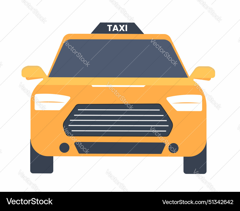 Yellow taxi car front view Royalty Free Vector Image