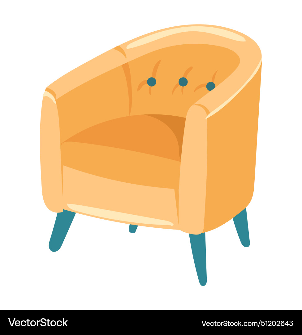 Armchair in flat design comfortable modern chair Vector Image