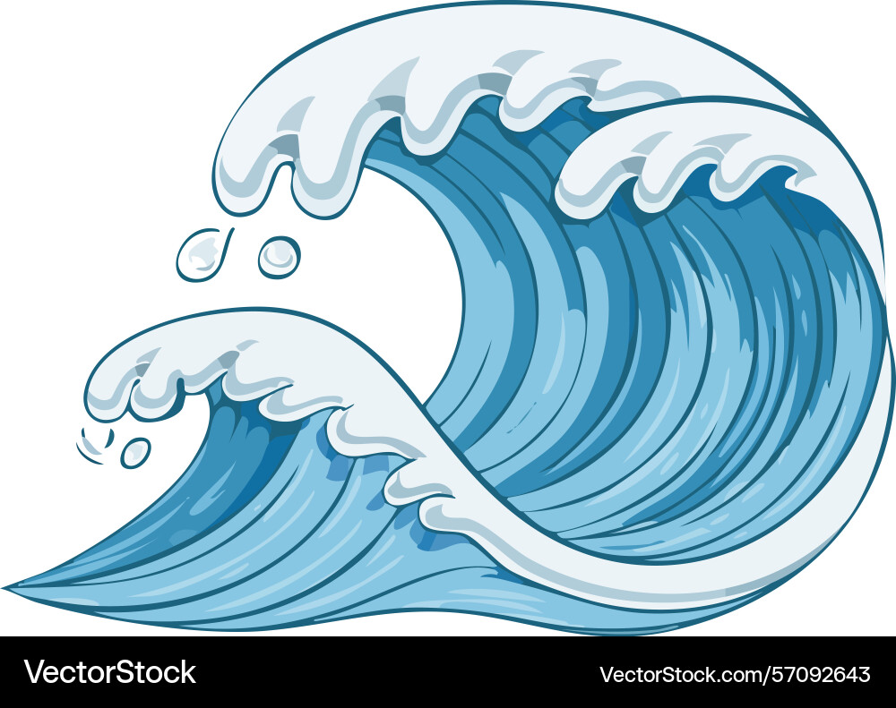 Cartoon blue ocean waves Royalty Free Vector Image